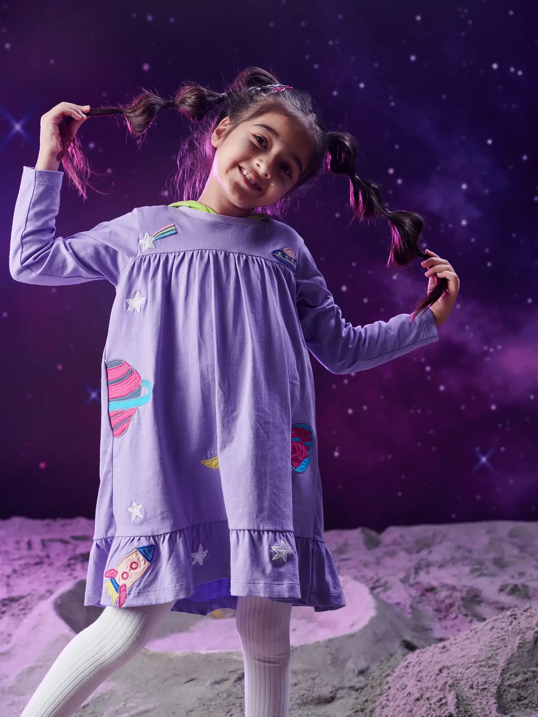 Galactic Glam: Elevate Your Wardrobe with a Space Embroidered Hooded Dress