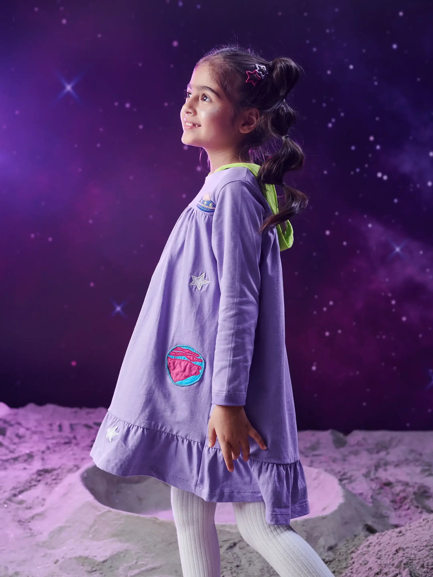 Galactic Glam: Elevate Your Wardrobe with a Space Embroidered Hooded Dress