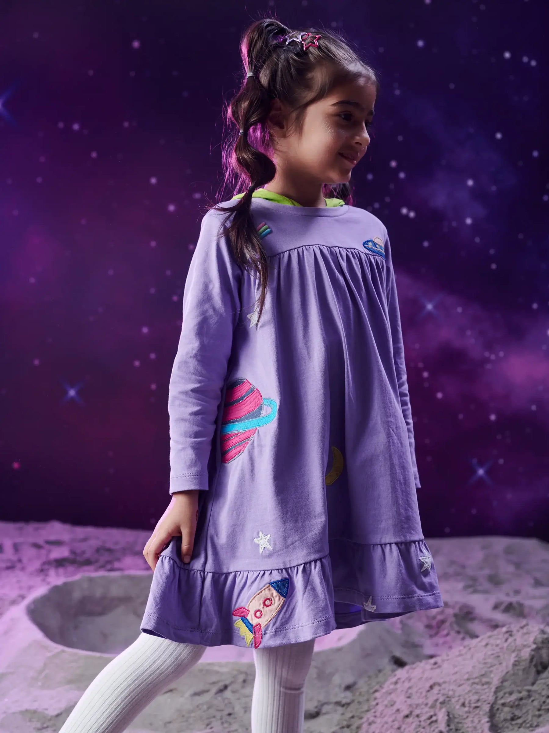 Galactic Glam: Elevate Your Wardrobe with a Space Embroidered Hooded Dress